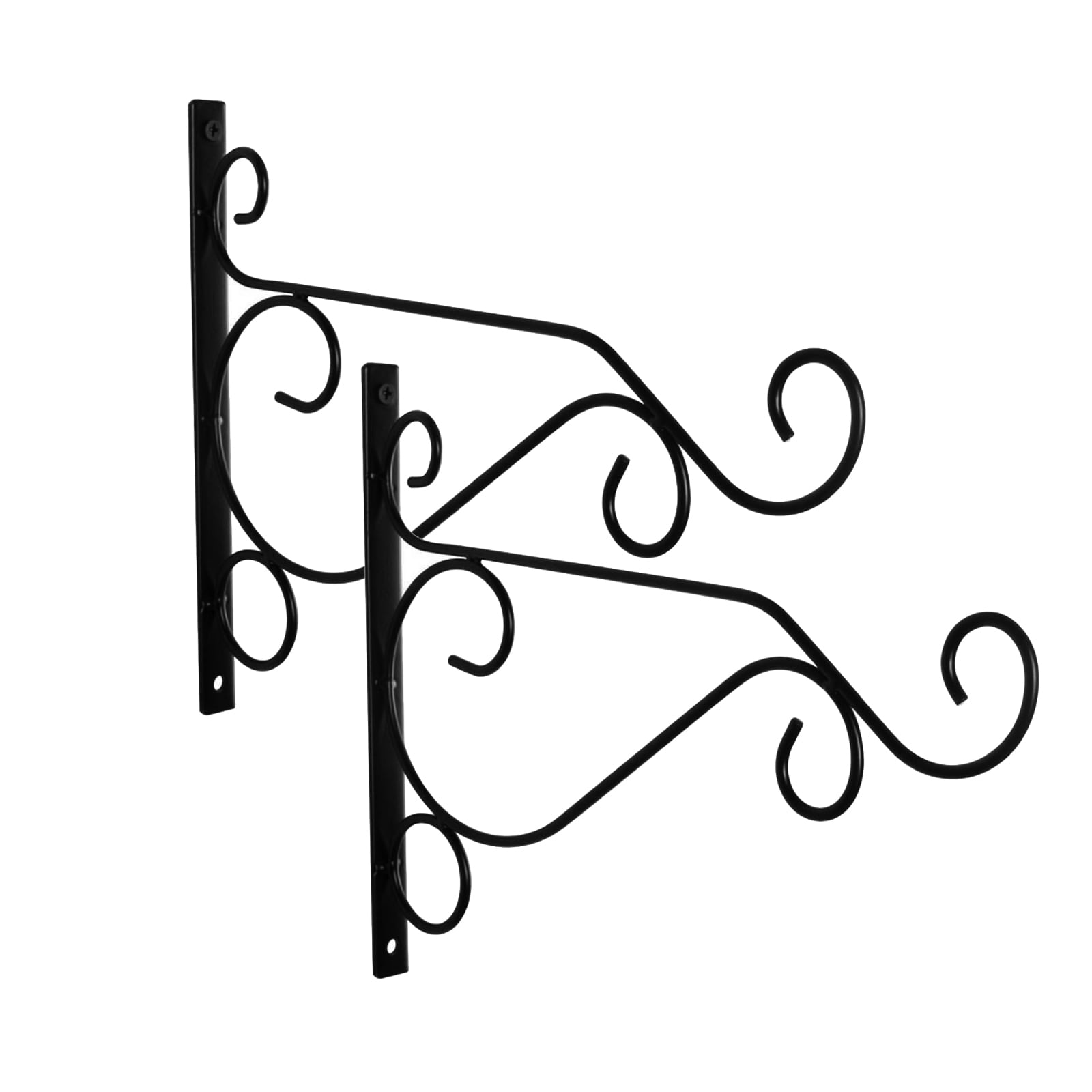Pack of 2 Black Iron Plant Bracket, Outdoor Hanging Brackets Wall Hooks ...