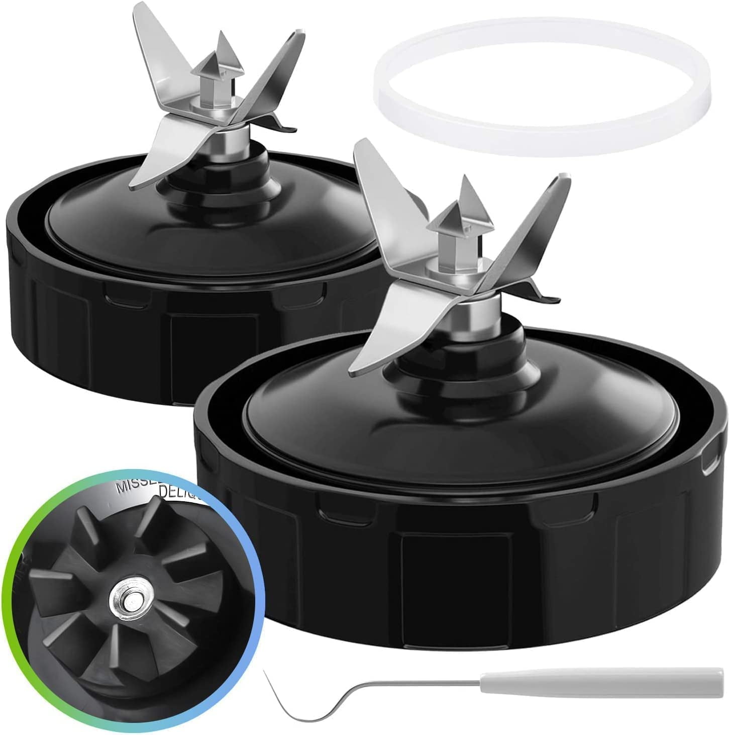 (Pack of 2) Blender Replacement Parts 7 Fins Extractor Blade Assembly ...