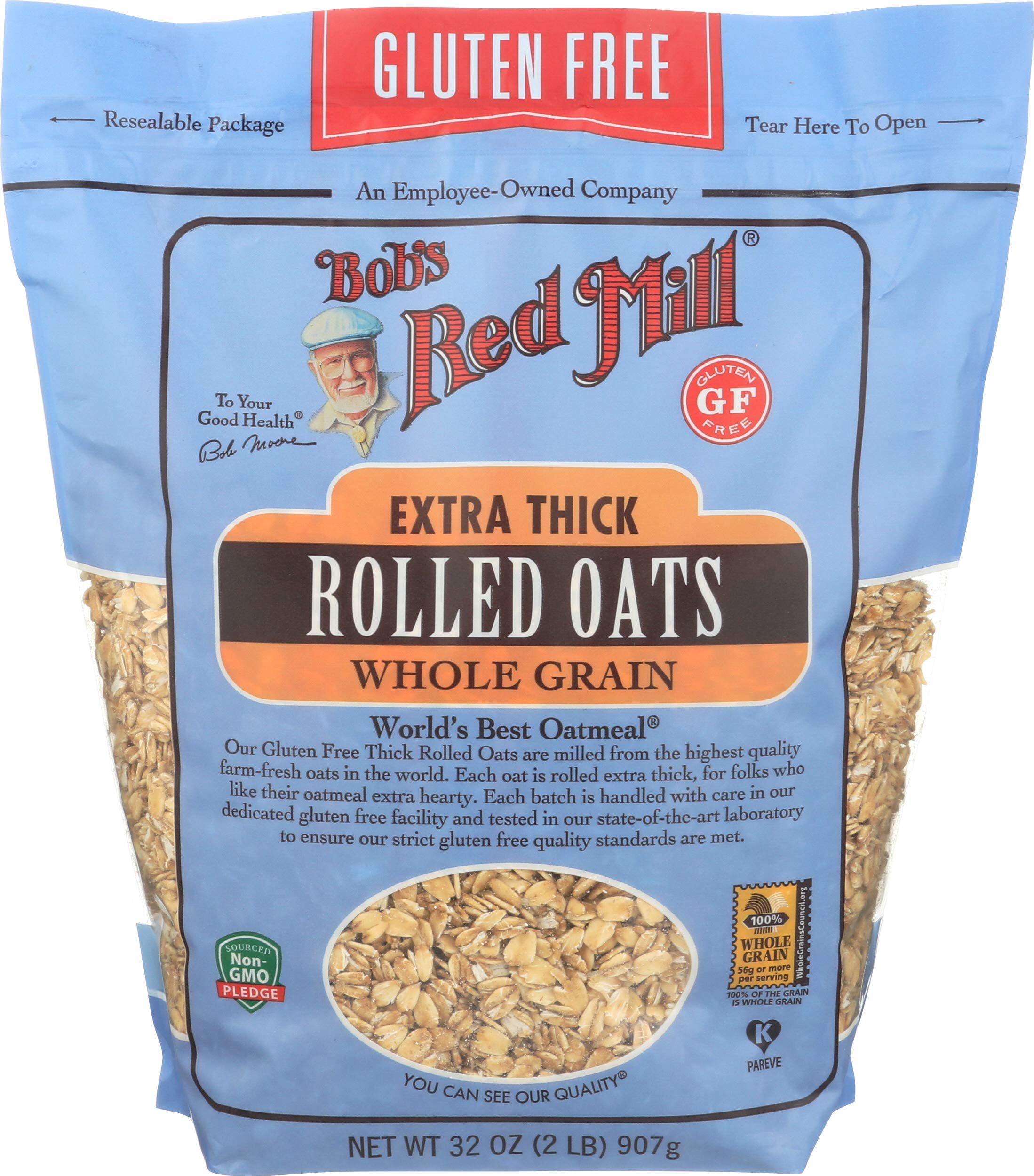Pack of 2 - Bobs Red Mill Gluten Free Extra Thick Rolled Oats, 32 Oz ...
