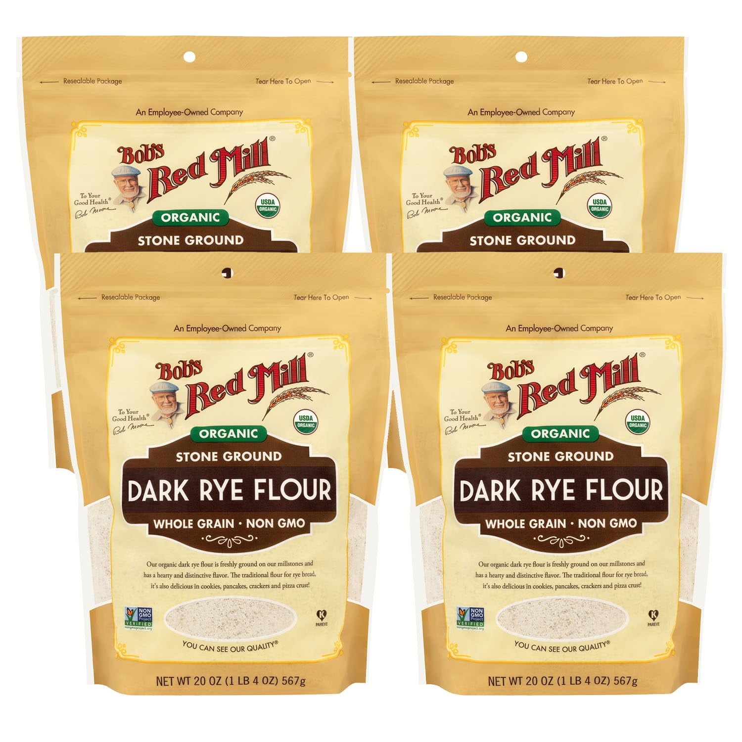 Pack of 2 - Bobs Red Mill Organic Dark Rye Flour, 20Oz (Pack Of 4 ...