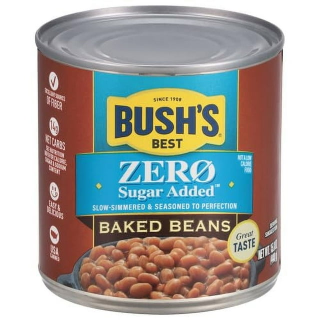 (Pack of 2) Bush's BEST Zero Sugar Baked Beans, Gluten Free, 15.8 oz - Walmart.com
