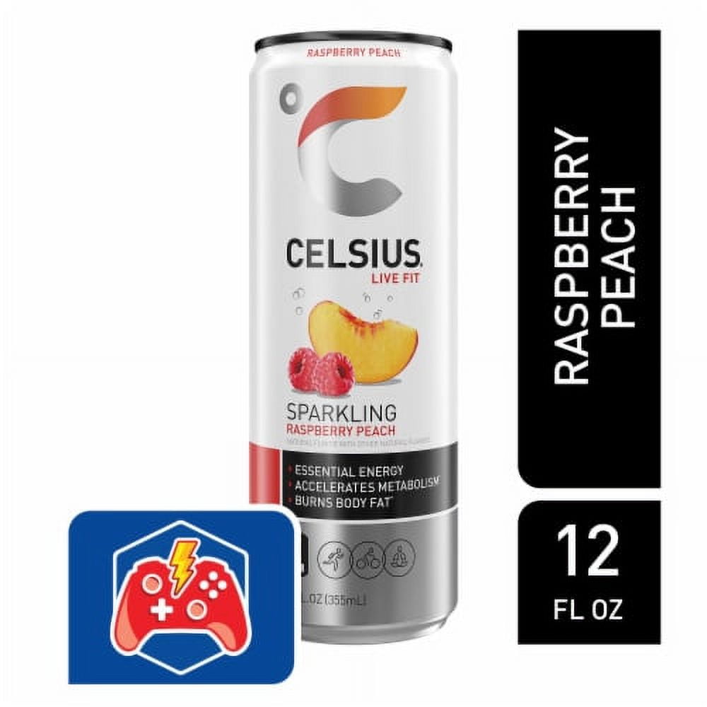 Pack of 2 - CELSIUS Sparkling Raspberry Peach Energy Drink Can 12 fl oz ...