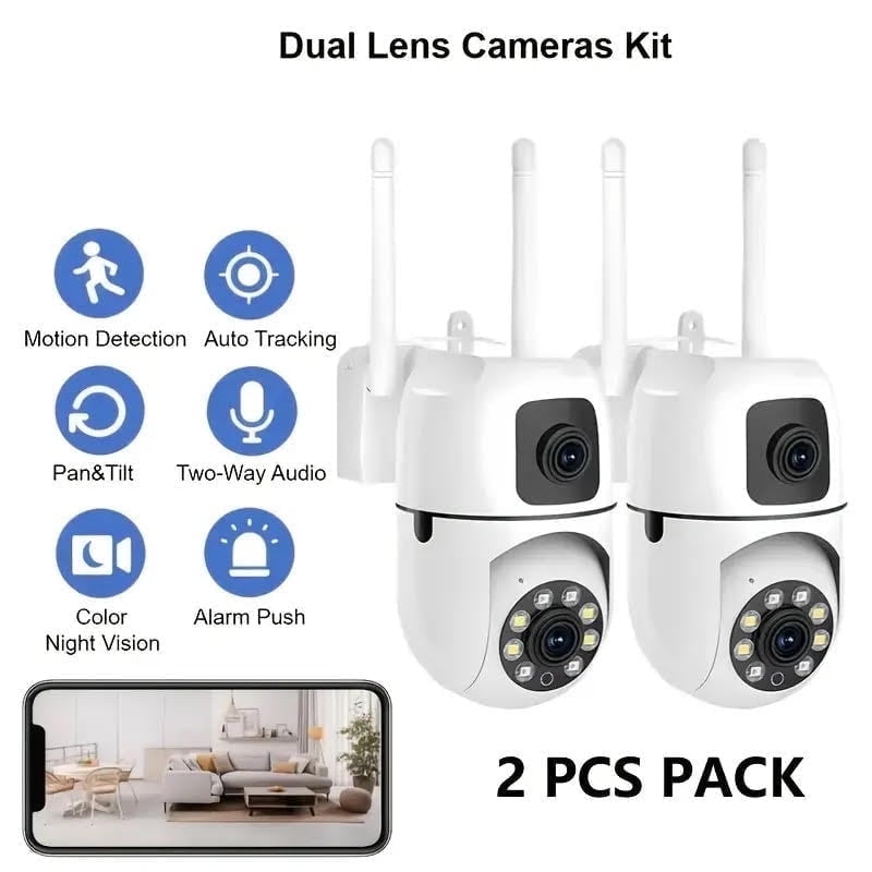 Pack of 2: CT211 Dual Lens Wireless Network Camera – 1080P HD Security ...