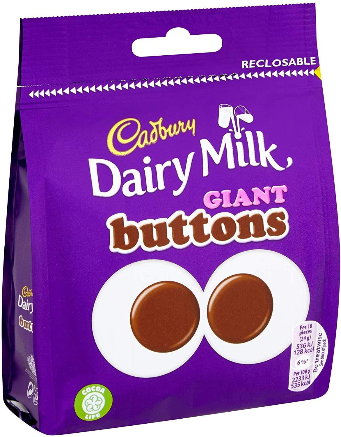 Pack of 2 - Cadbury Giant Buttons Chocolate Bag 95G – Deliciously ...