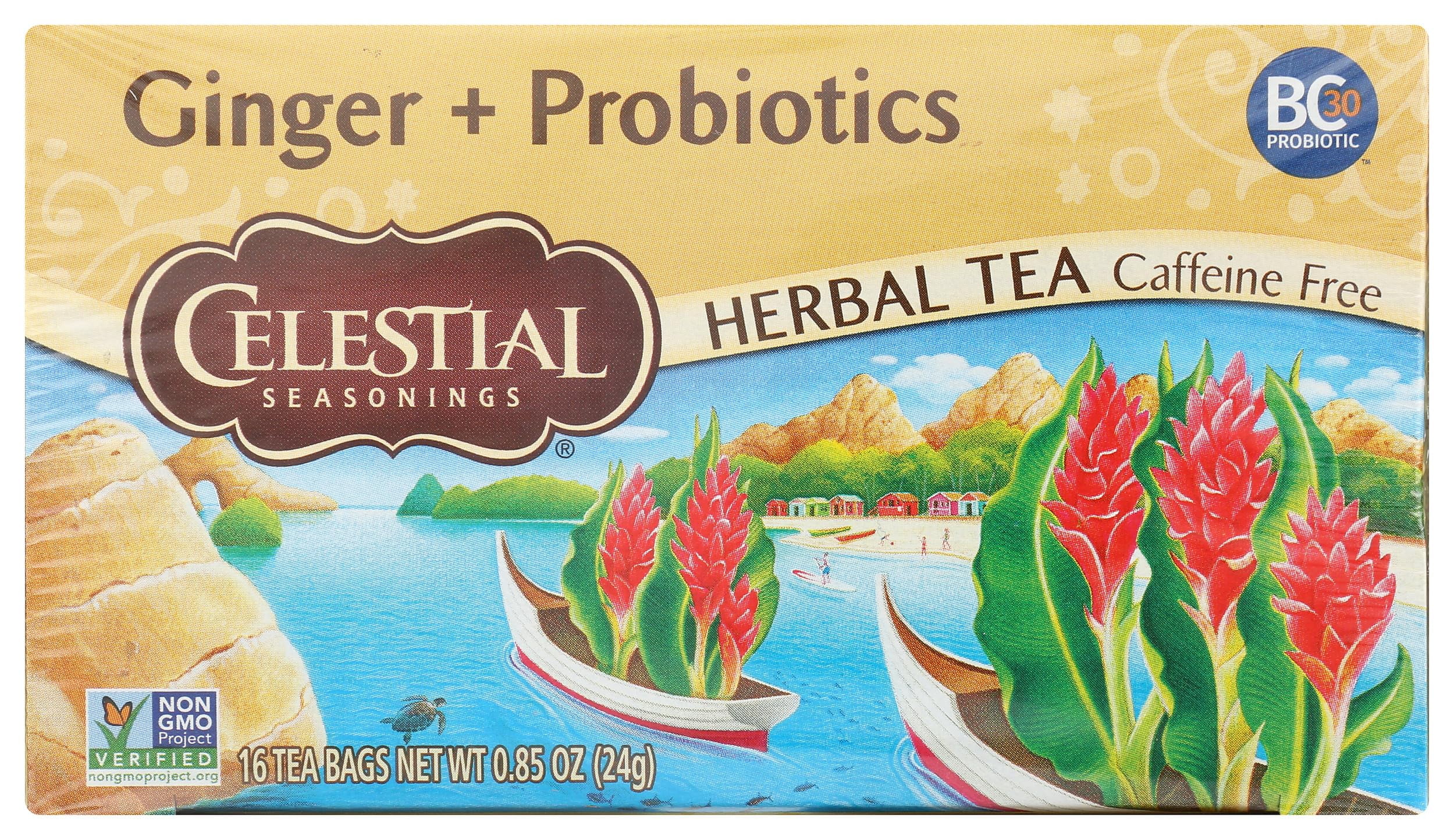 Pack of 2 - Celestial Seasonings Ginger & Probiotics Herbal Tea, 16 Ct ...