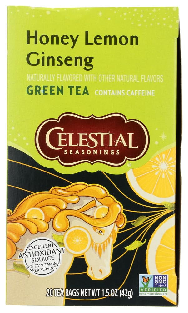 Celestial Seasonings Green Tea Honey Lemon Ginseng With White Tea -- 20 ...