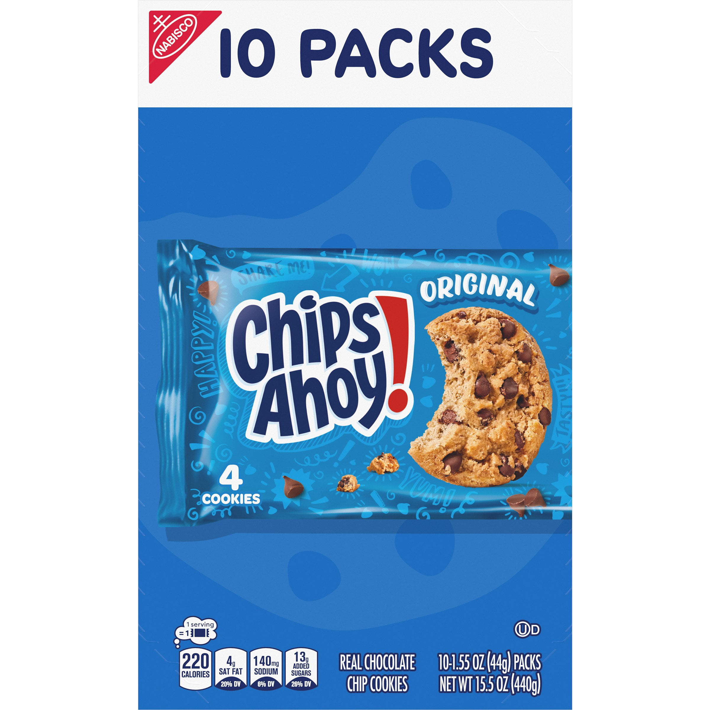 Pack of 2 Chips Ahoy! Original Chocolate Chip Cookies Multipack 1.55 oz ...