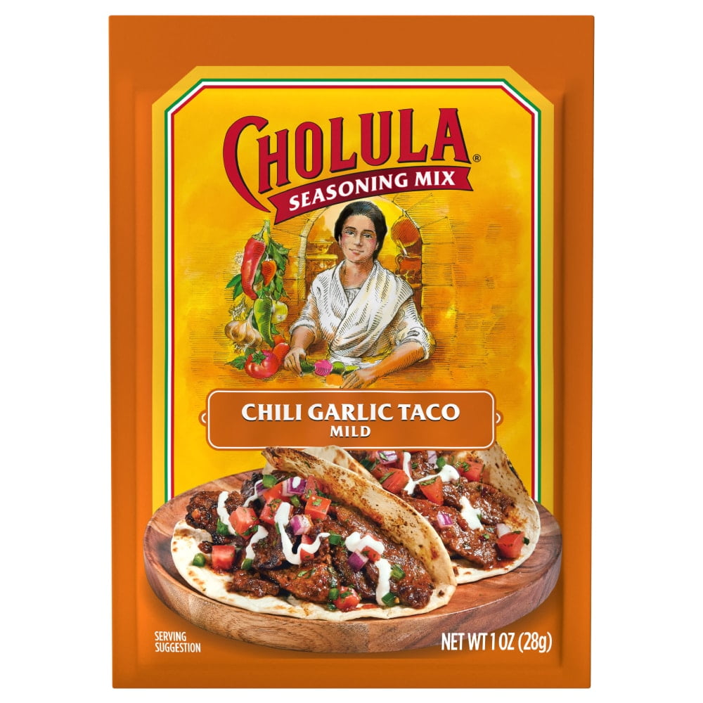 Pack of 2 Cholula Chili Garlic Taco Mild Seasoning Mix, 1 oz (Package ...