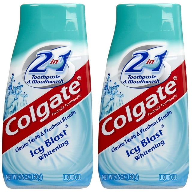 Pack of 2 - Colgate 2 In 1 Toothpaste & Mouthwash, Whitening Icy Blast ...
