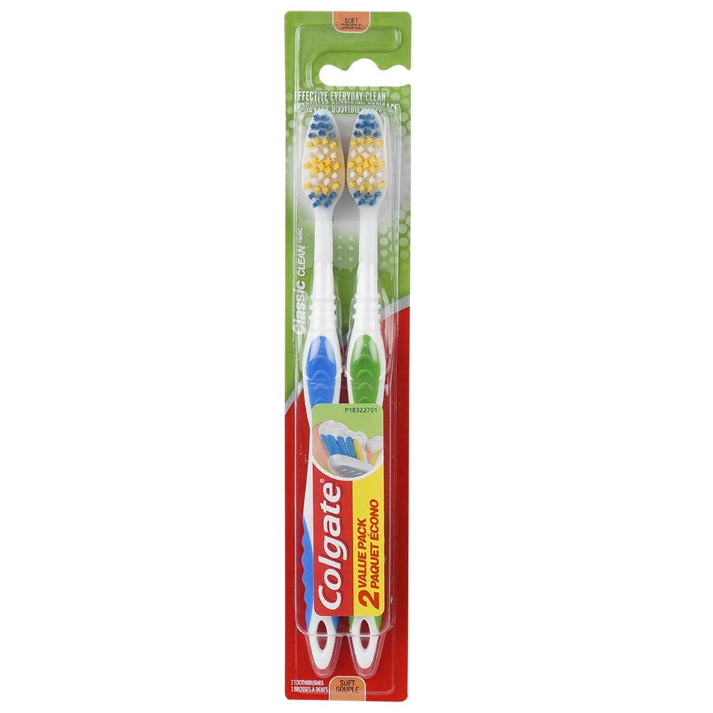 Pack of 2 - Colgate Classic Clean Full Head Toothbrush, Soft, 2 Count ...