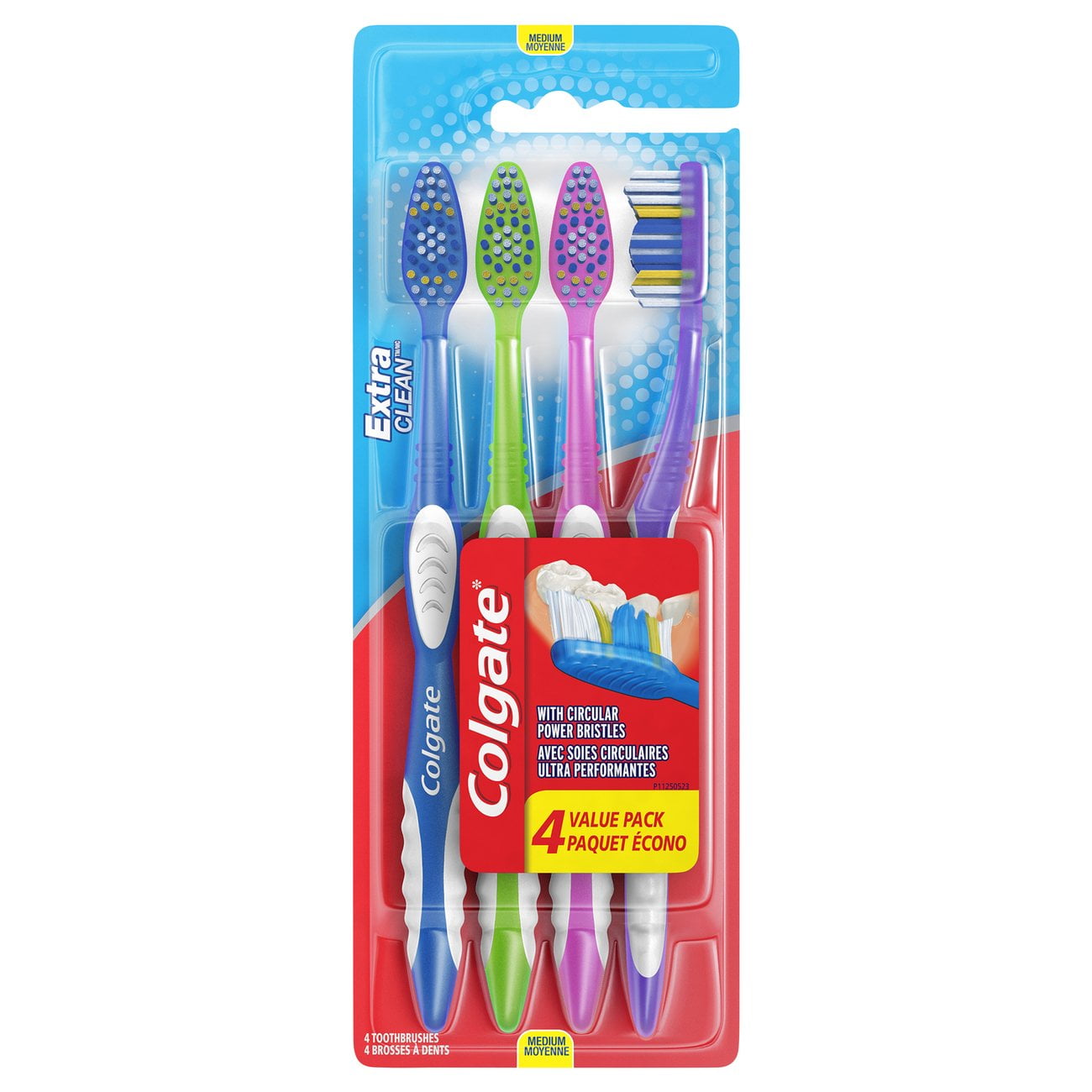 Pack of 2 Colgate Extra Clean Toothbrushes - Medium, 4 ct (Package May ...
