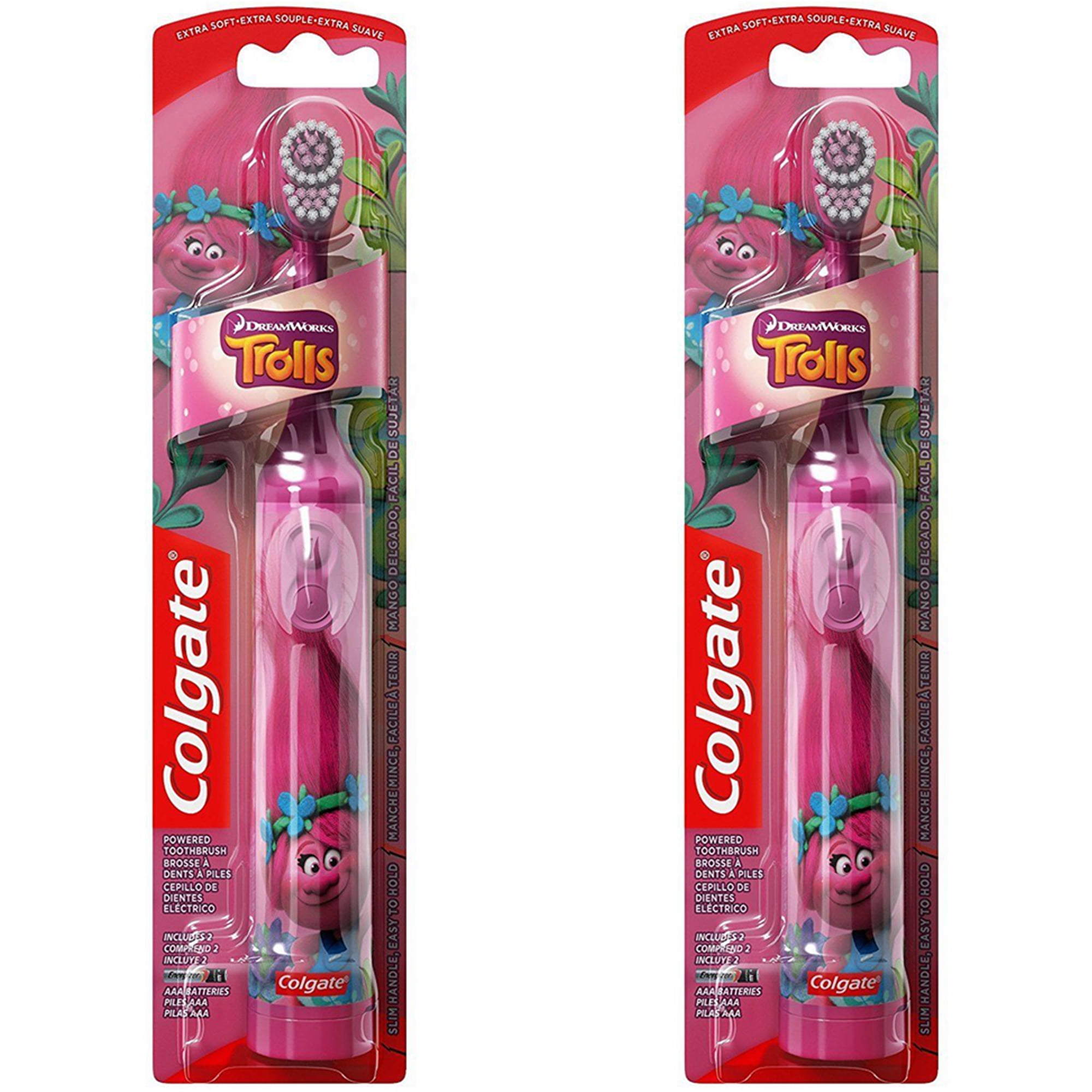 Pack of (2) Colgate Kids Powered Toothbrush, Trolls, Extra Soft ...