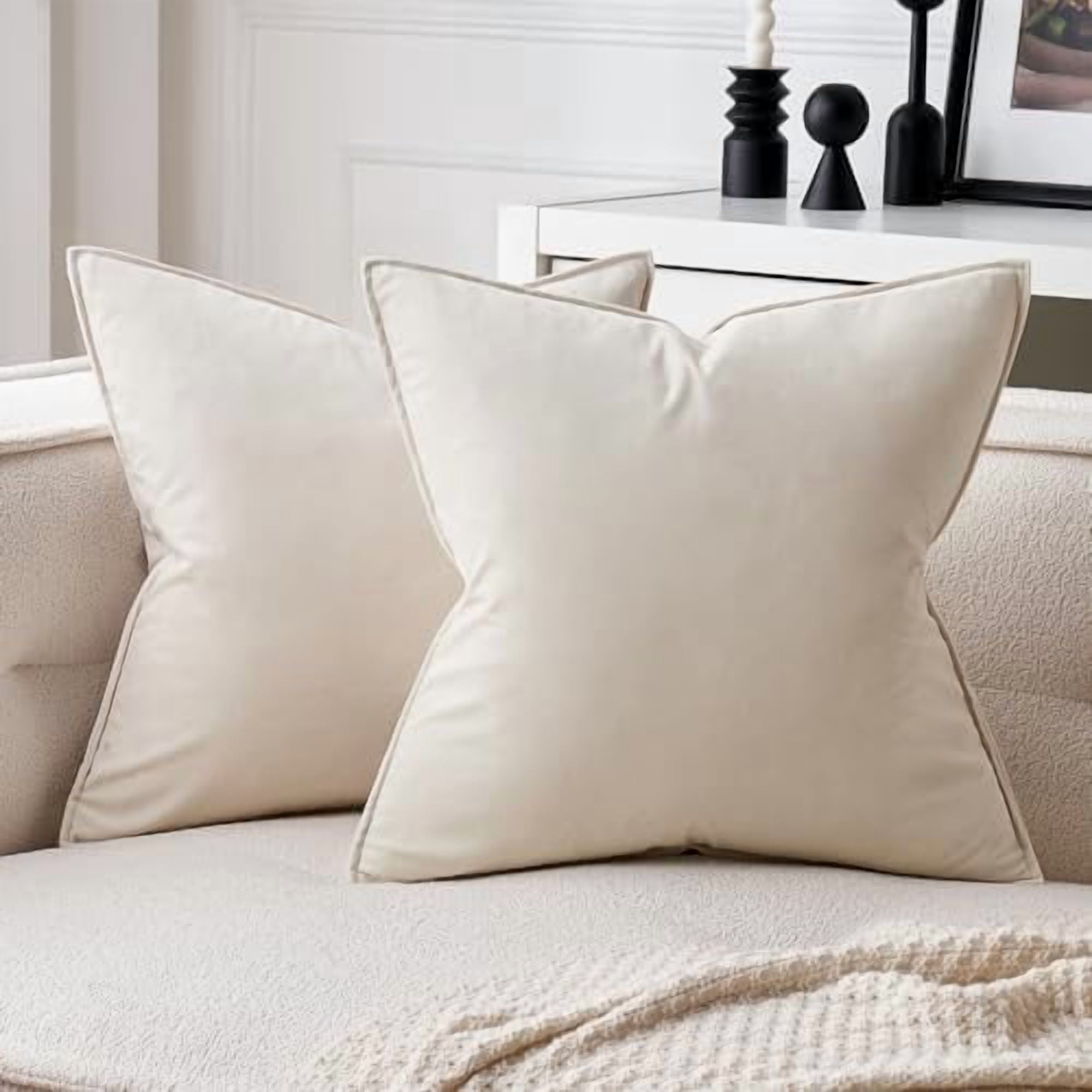 Pack of 2 Decorative Polyester Pillow Cover Soft Pillowcase Solid ...