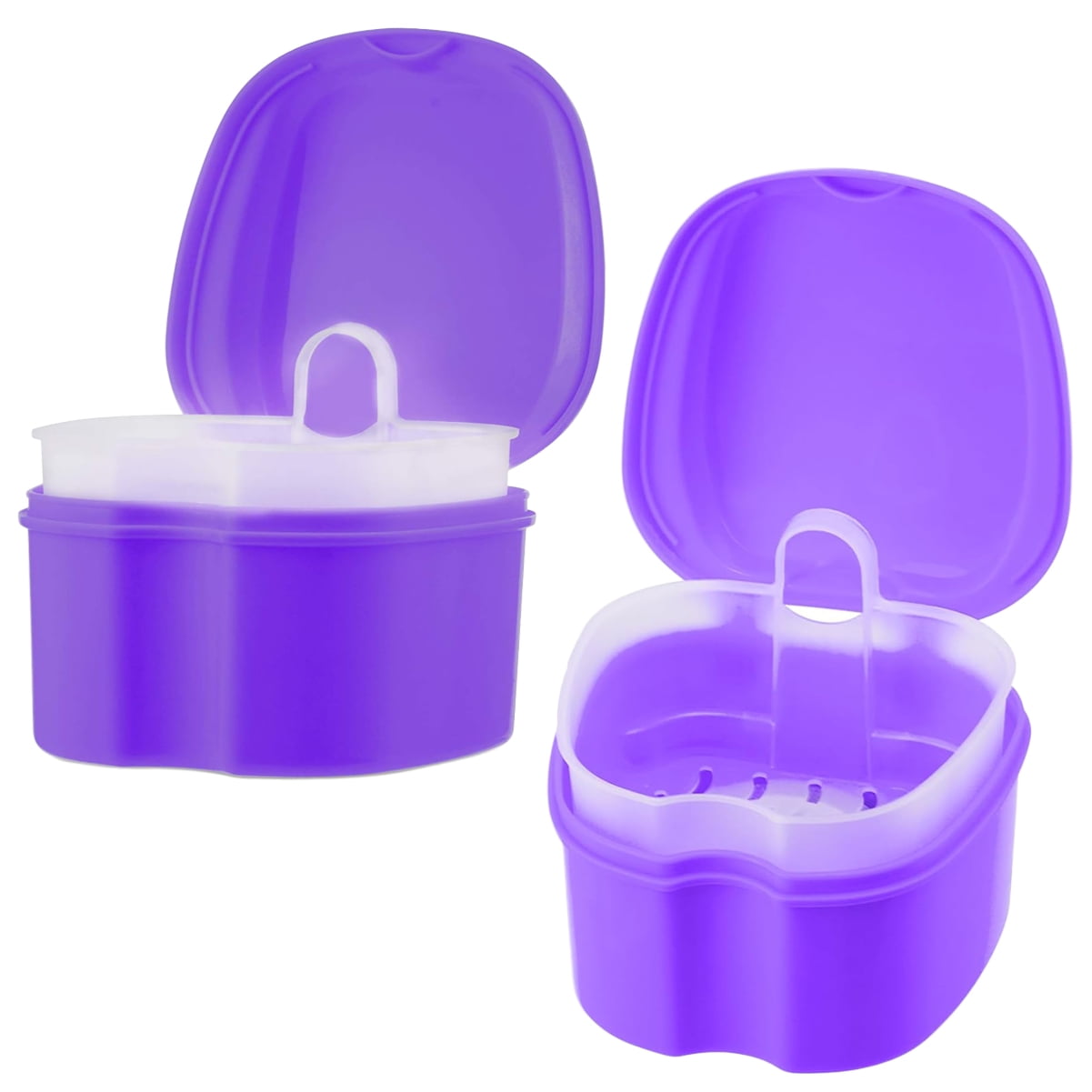 Pack of 2 Denture Retainer Container Case, Denture Cleaning Denture ...