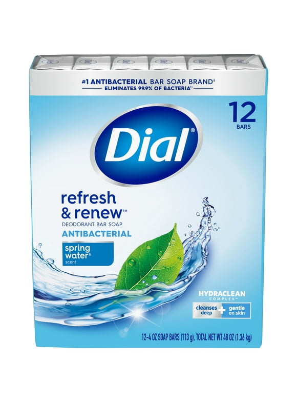 Pack of 2 Dial Antibacterial Bar Soap, Refresh & Renew, Spring Water, 4 ...
