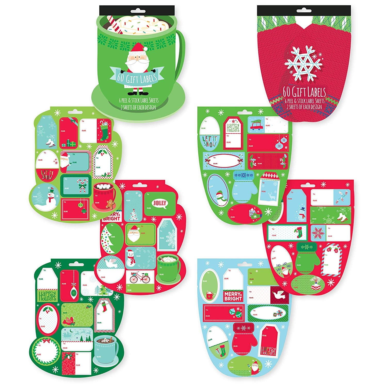 Pack of 2 Die Cut Gift Label Booklet, Total of 120 Gift Labels - Folk ...