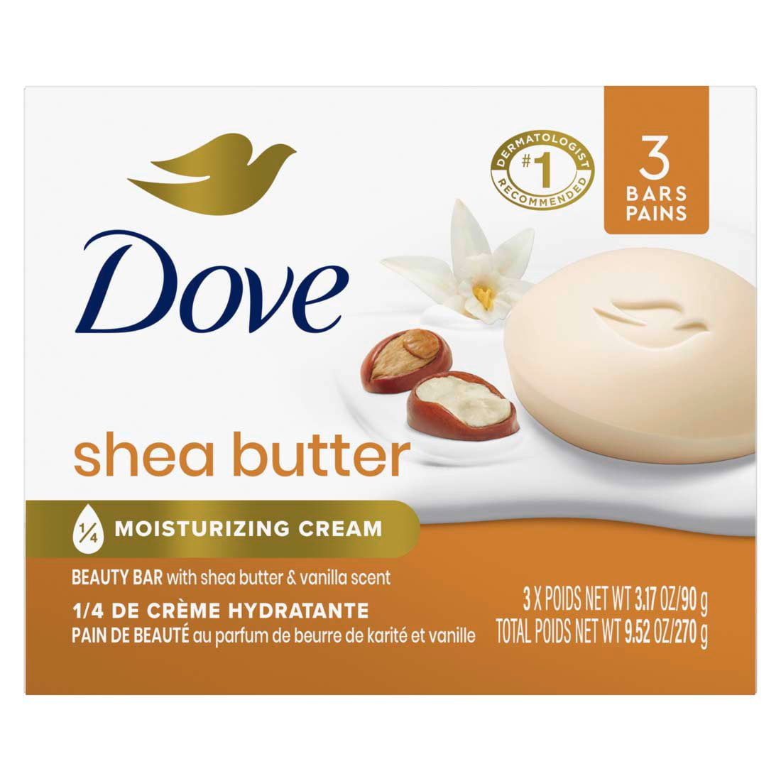 Pack of 2 Dove Beauty Bar Gentle Skin Cleanser Shea Butter, 3 pk (Package May Vary) - Walmart.com