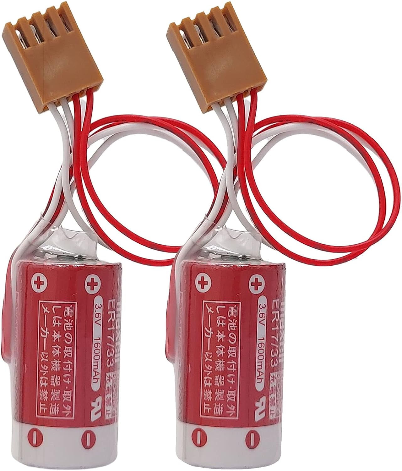 (Pack of 2) ER17/33 (2/3A 3.6V) PLC Battery with Plug for Omron 3G2A9-BAT08 (C500-BAT08) PLC ...