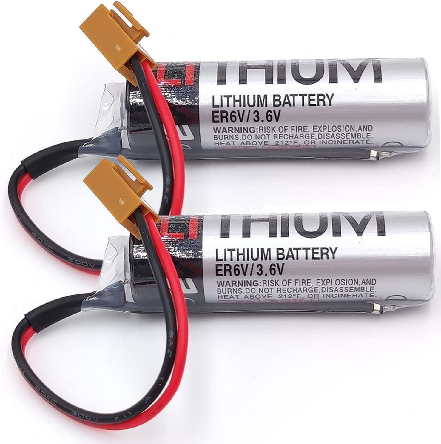(Pack of 2) ER6V/3.6V 2400mAh PLC Battery Lithium Battery with Plug for ...