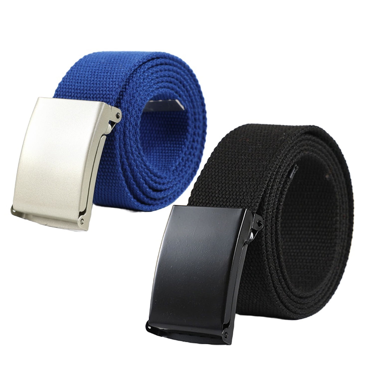 Pack of 2 Extra Long Men Canvas Web Belts for Men Metal Flip Top Buckle ...