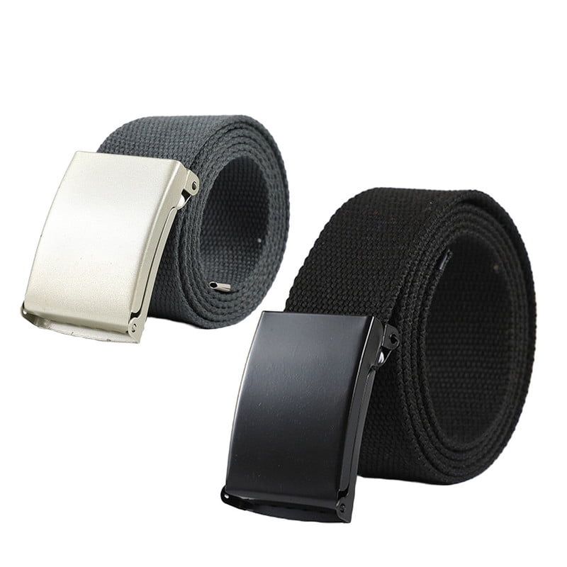 Pack of 2 Extra Long Men Canvas Web Belts for Men Metal Flip Top Buckle ...