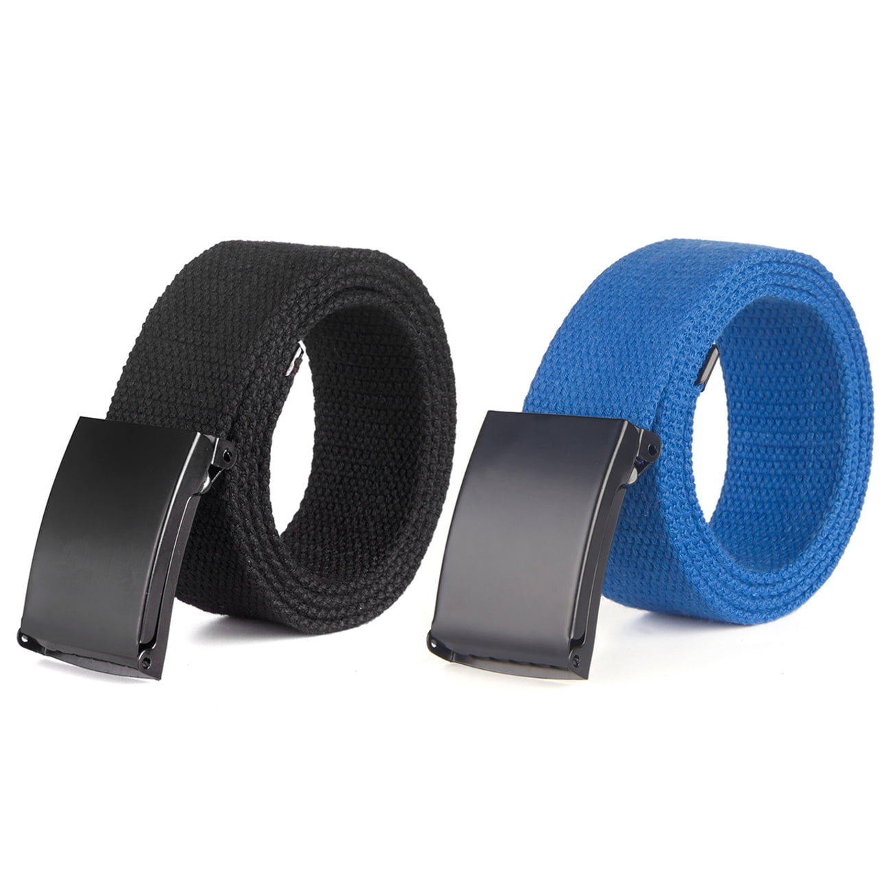 Pack of 2 Extra Long Men Canvas Web Belts for Men Metal Flip Top Buckle ...