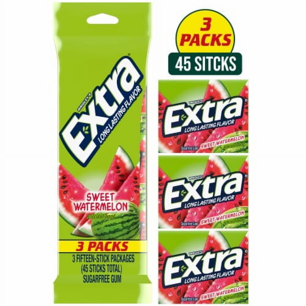 Pack of 2 - Extra Watermelon Sugar Free Chewing Gum 3 pk / 15 ct ...