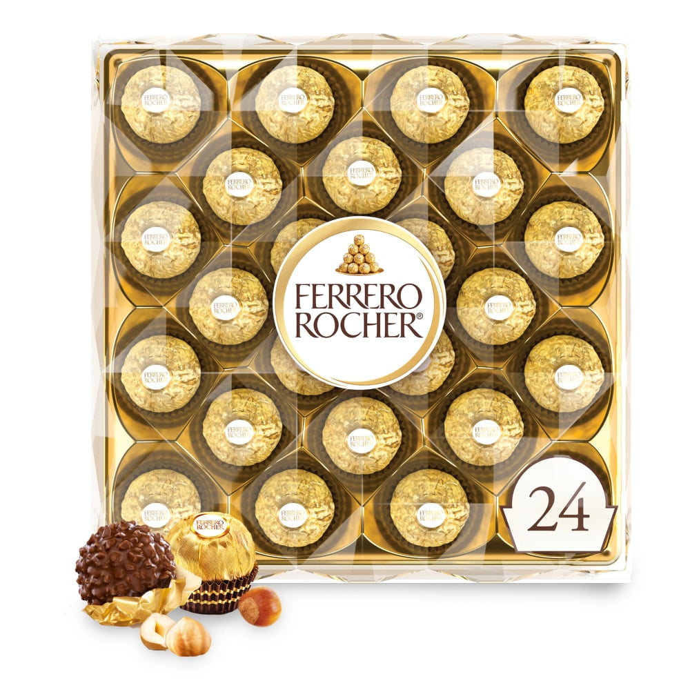Pack of 2 FERRERO ROCHER Fine Hazelnut Milk Chocolate Candy, Chocolate Sweet Treats for On-The ...