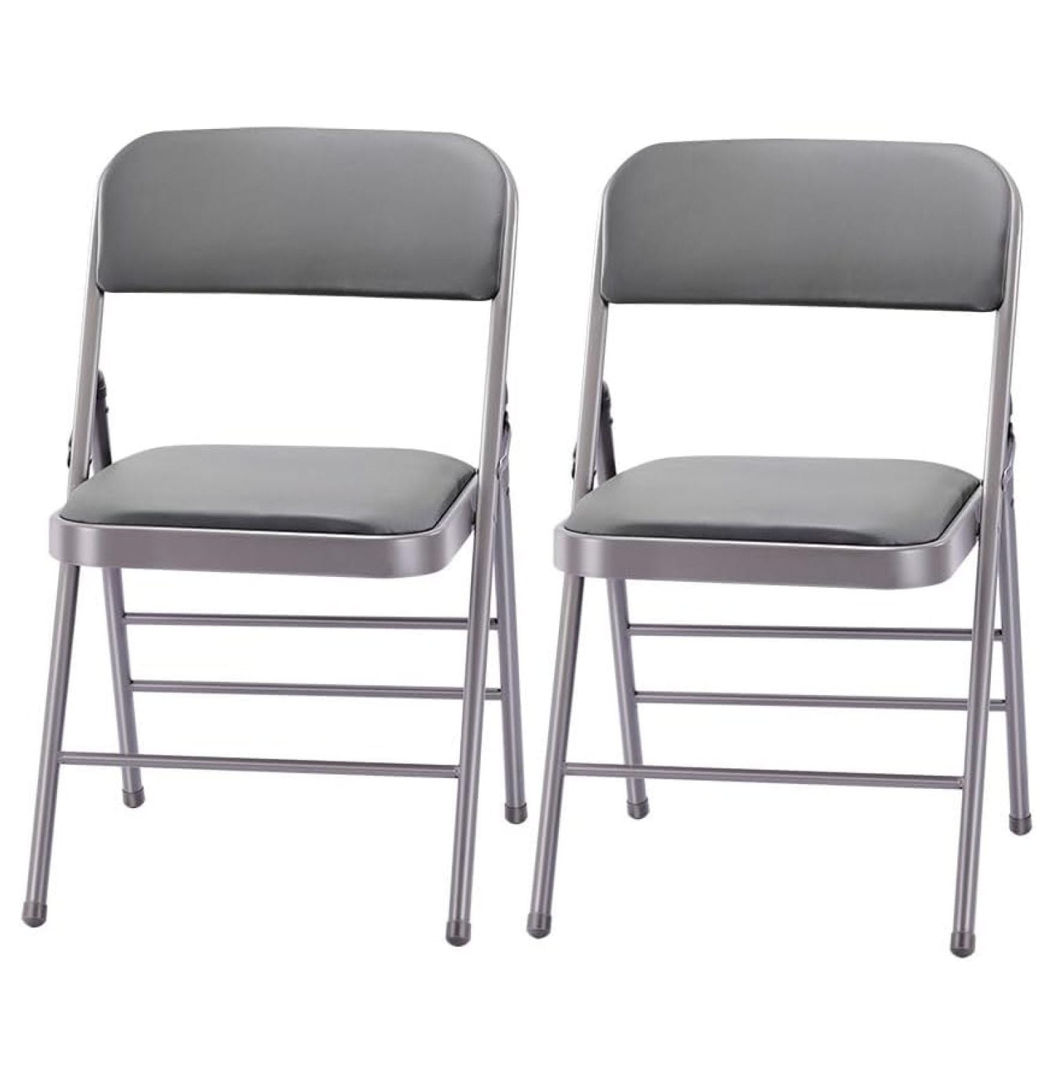 Pack of 2 (Fabric/Vinyl) Steel Frame Metal Foam Padded Folding Chairs ...