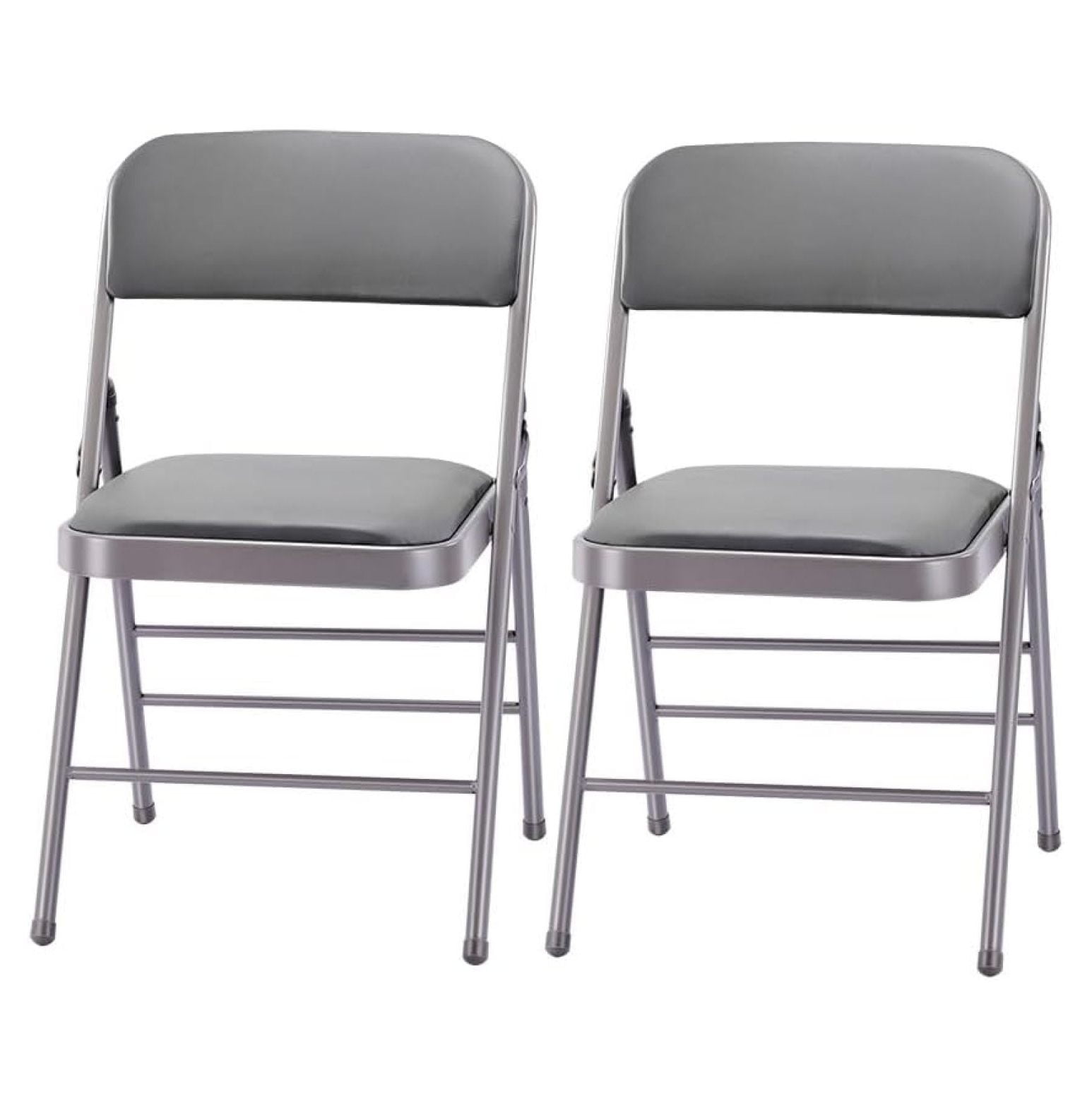 Pack of 2 (Fabric/Vinyl) Steel Frame Metal Foam Padded Folding Chairs ...