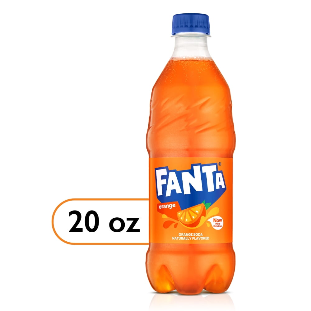 Pack of 2 Fanta Orange Caffeine Free Soda Bottle, 20 fl oz (Package May ...