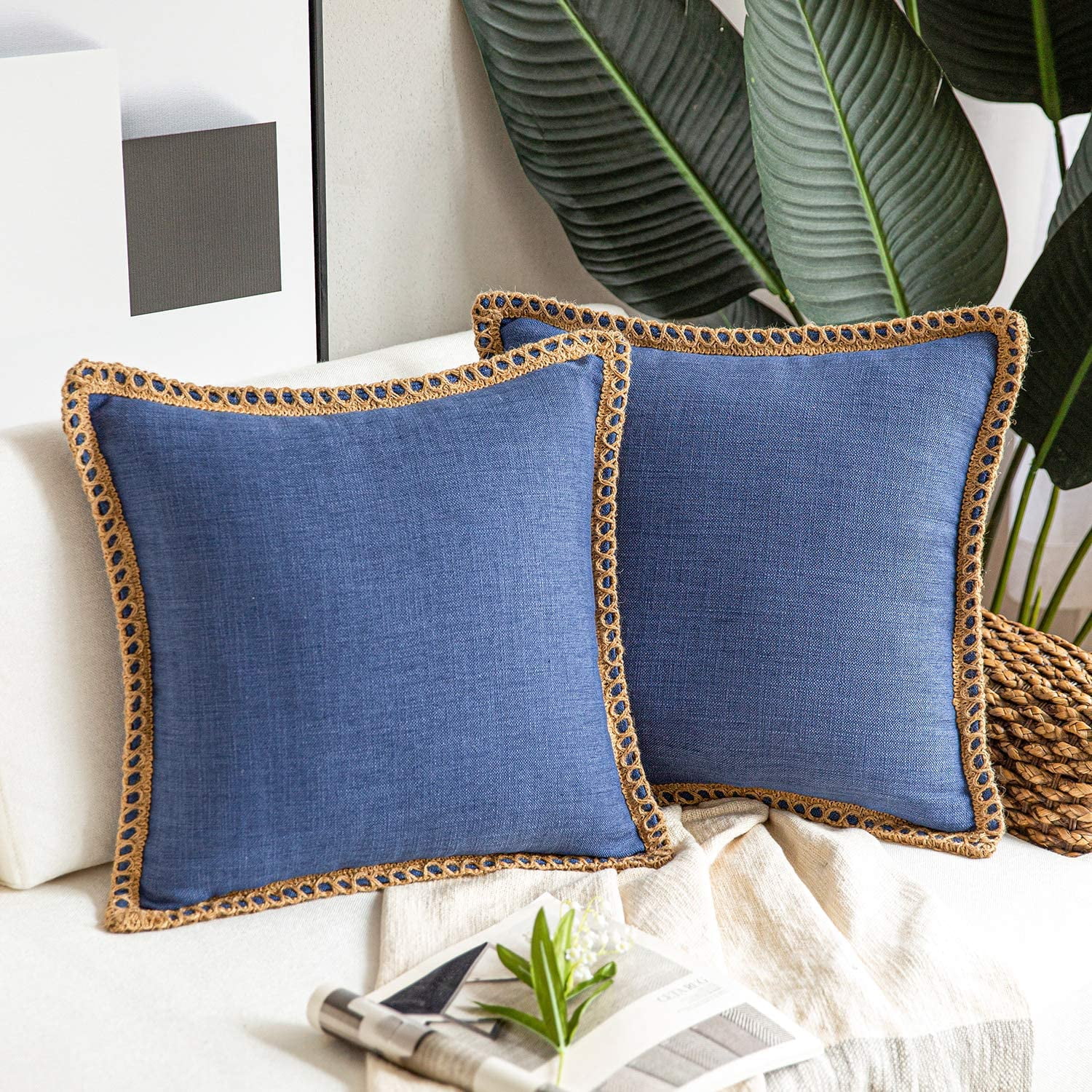 Pack of 2 Farmhouse Modern Fall Decorative Throw Pillow Covers Burlap ...