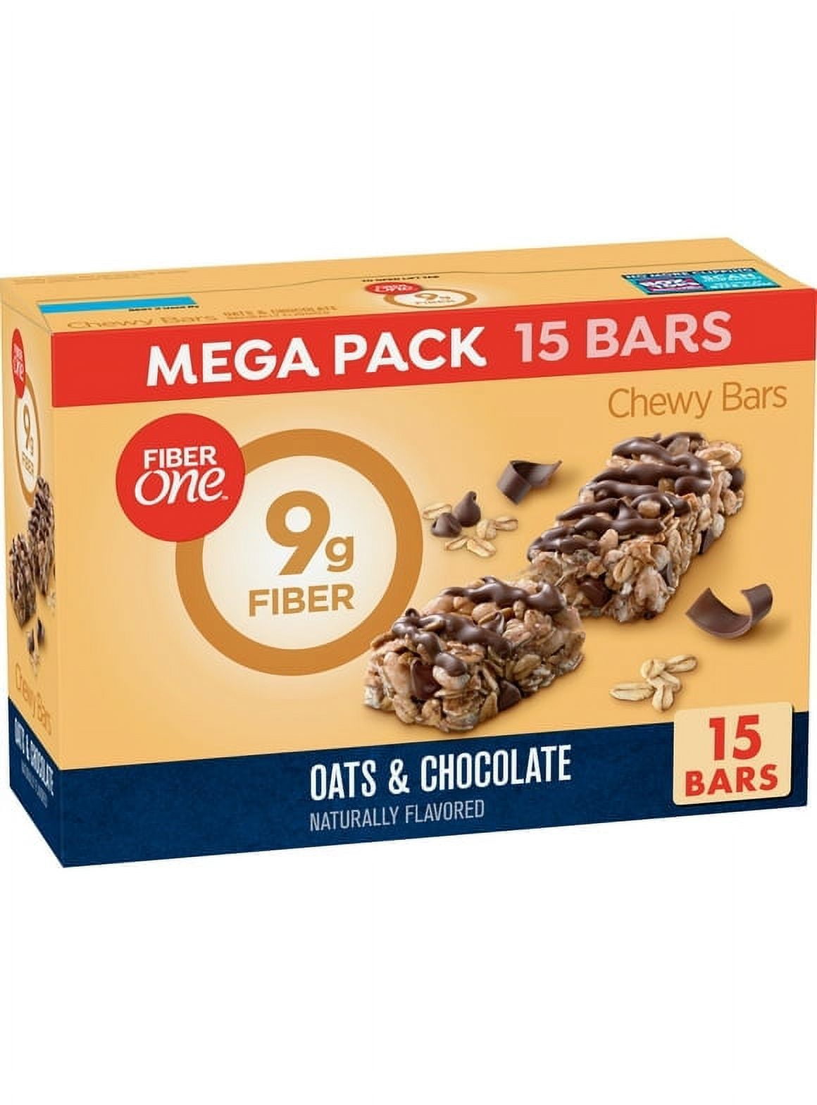 Pack of 2 Fiber One Chewy Bars, Oats & Chocolate, Fiber Snacks, Mega ...