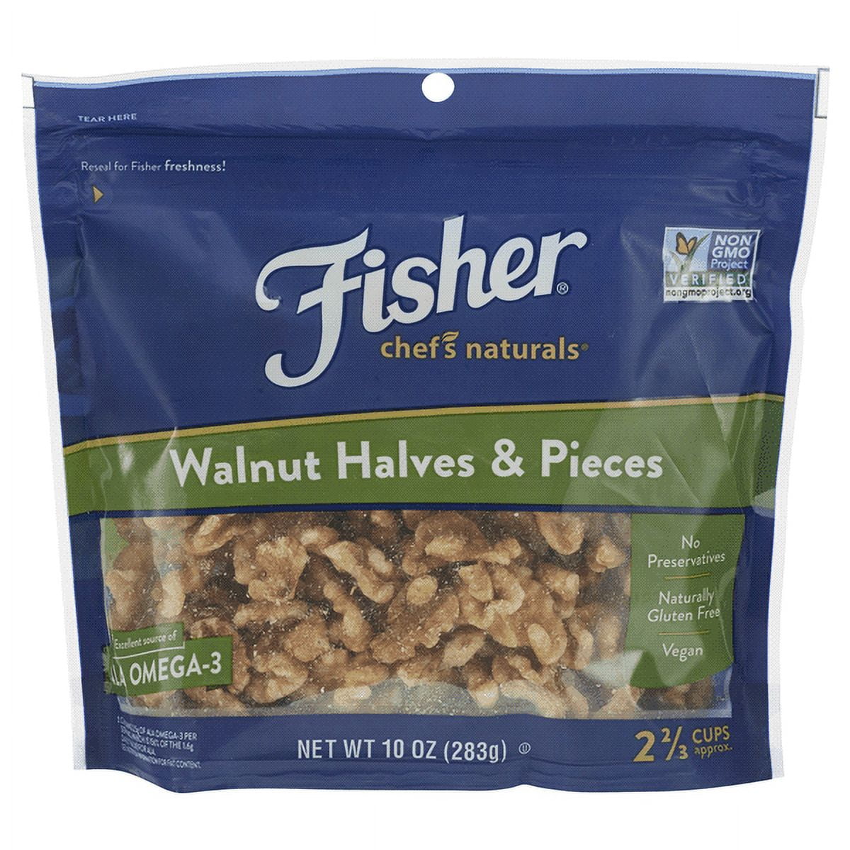 Pack of 2 Fisher Chef's Naturals Walnut Halves & Pieces, 10 oz ...