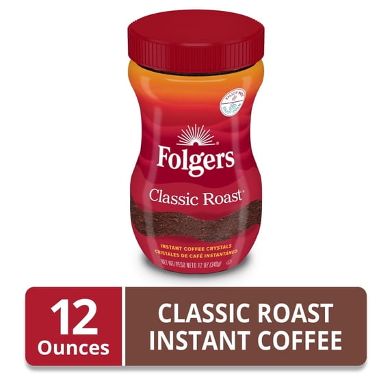 Pack of 2 Folgers Classic Roast Instant Coffee, 12 oz (Package May Vary ...