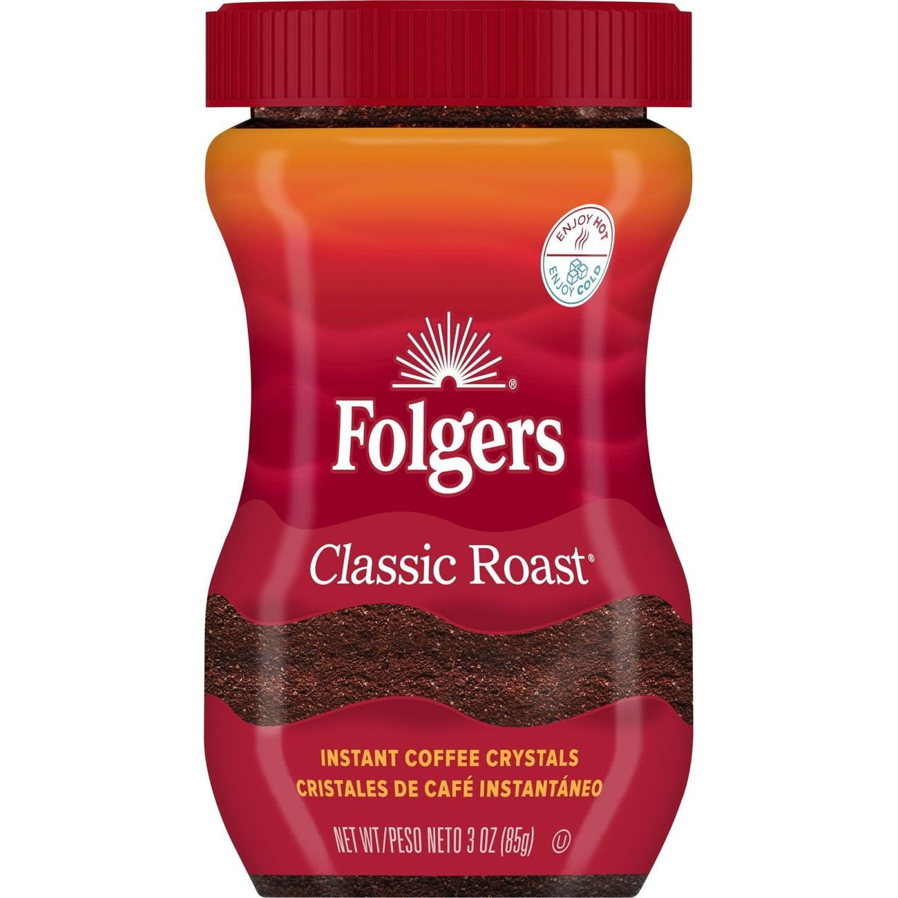 Pack of 2 Folgers Classic Roast Instant Coffee, 3 oz (Package May Vary ...