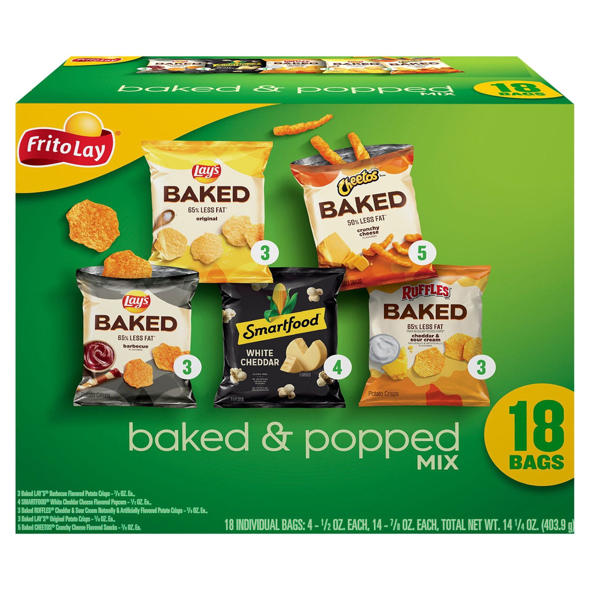 Frito Lay Baked & Popped Mix Variety Pack Chips - 18 ct (Pack of 2 ...