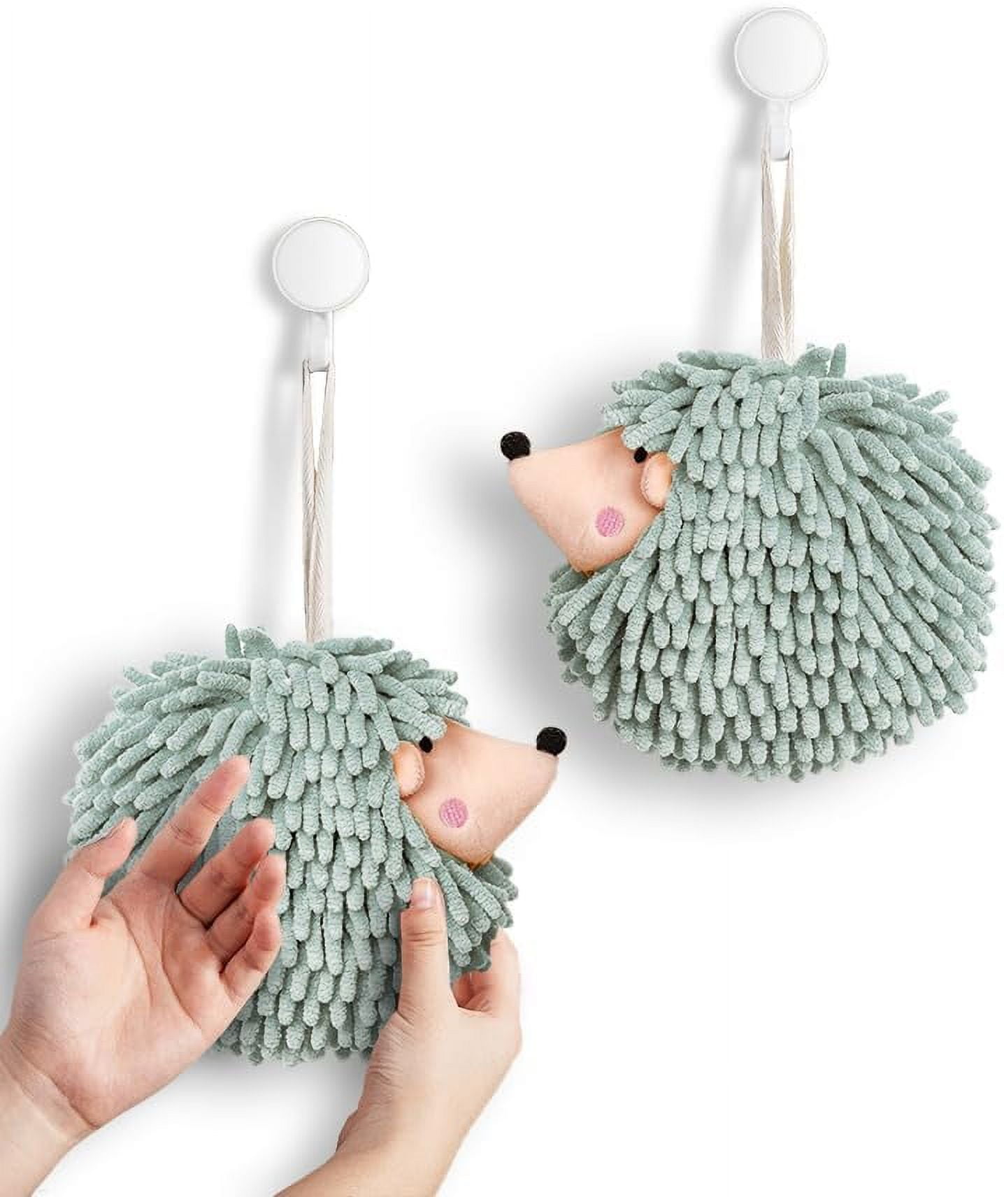 Pack of 2 Fuzzy Ball Hand Towels，Hedgehog Decorative Towels for ...