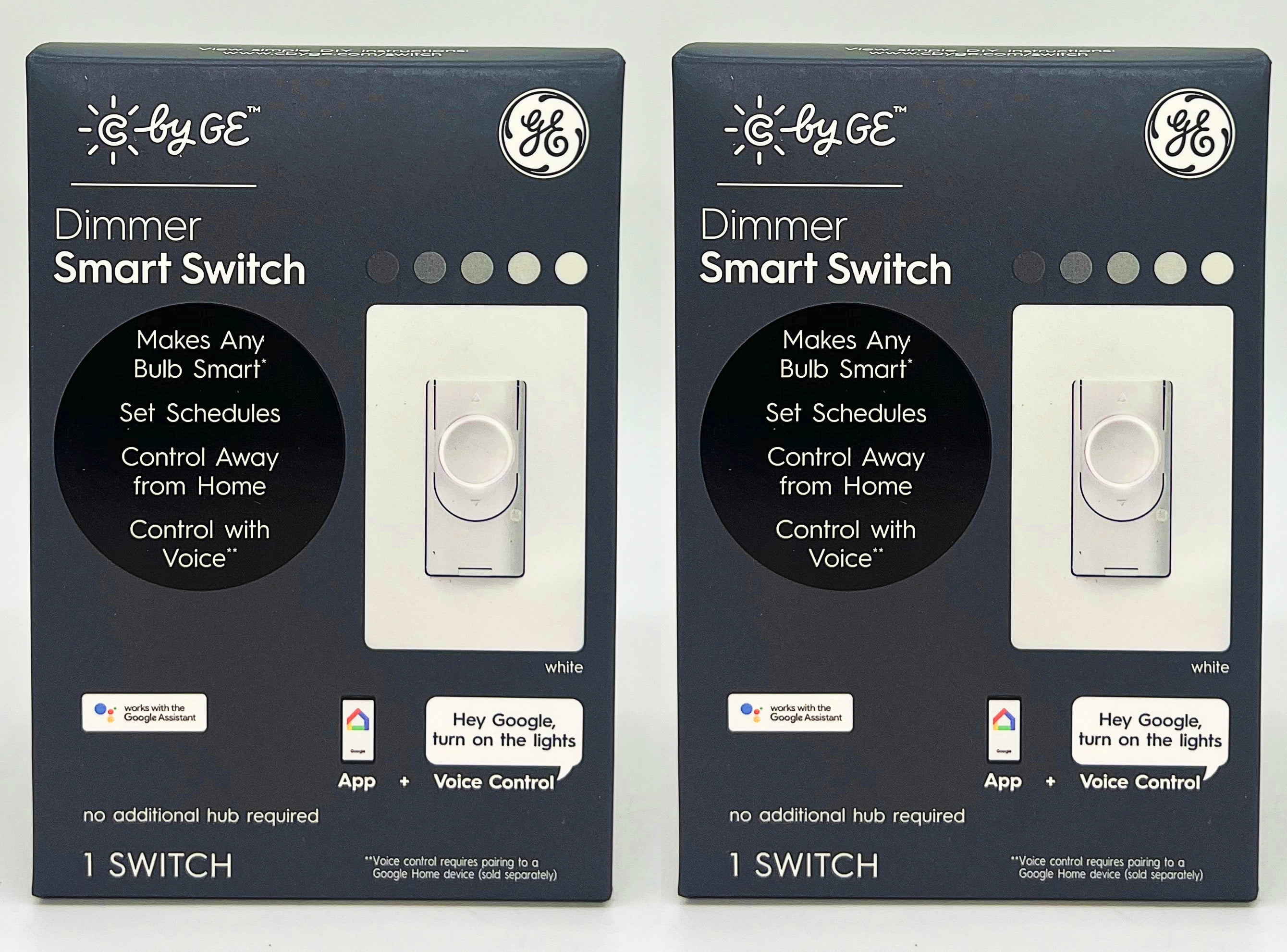 (Pack of 2) GE Smart Dimmer Light Switch, C by GE, Cync, Wire-Free ...