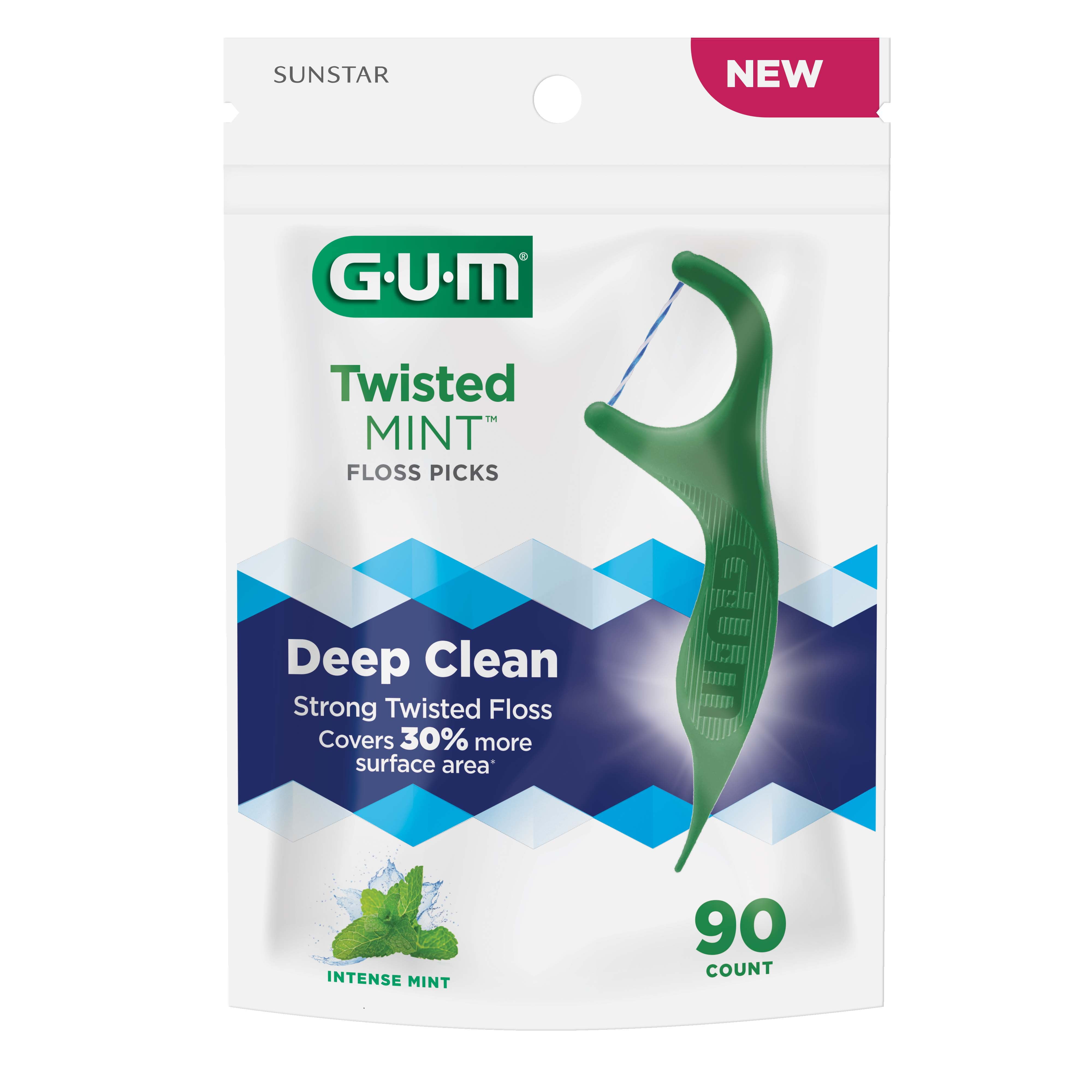 Pack of 2 GUM Twisted Mint Flossers - Intense Mint, 90 ct (Package May ...