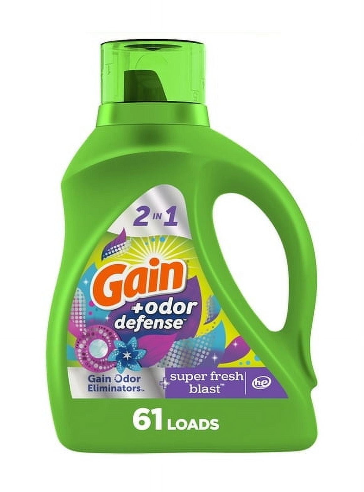 Pack of 2 Gain +Odor Defense Liquid Laundry Detergent, Super Fresh ...