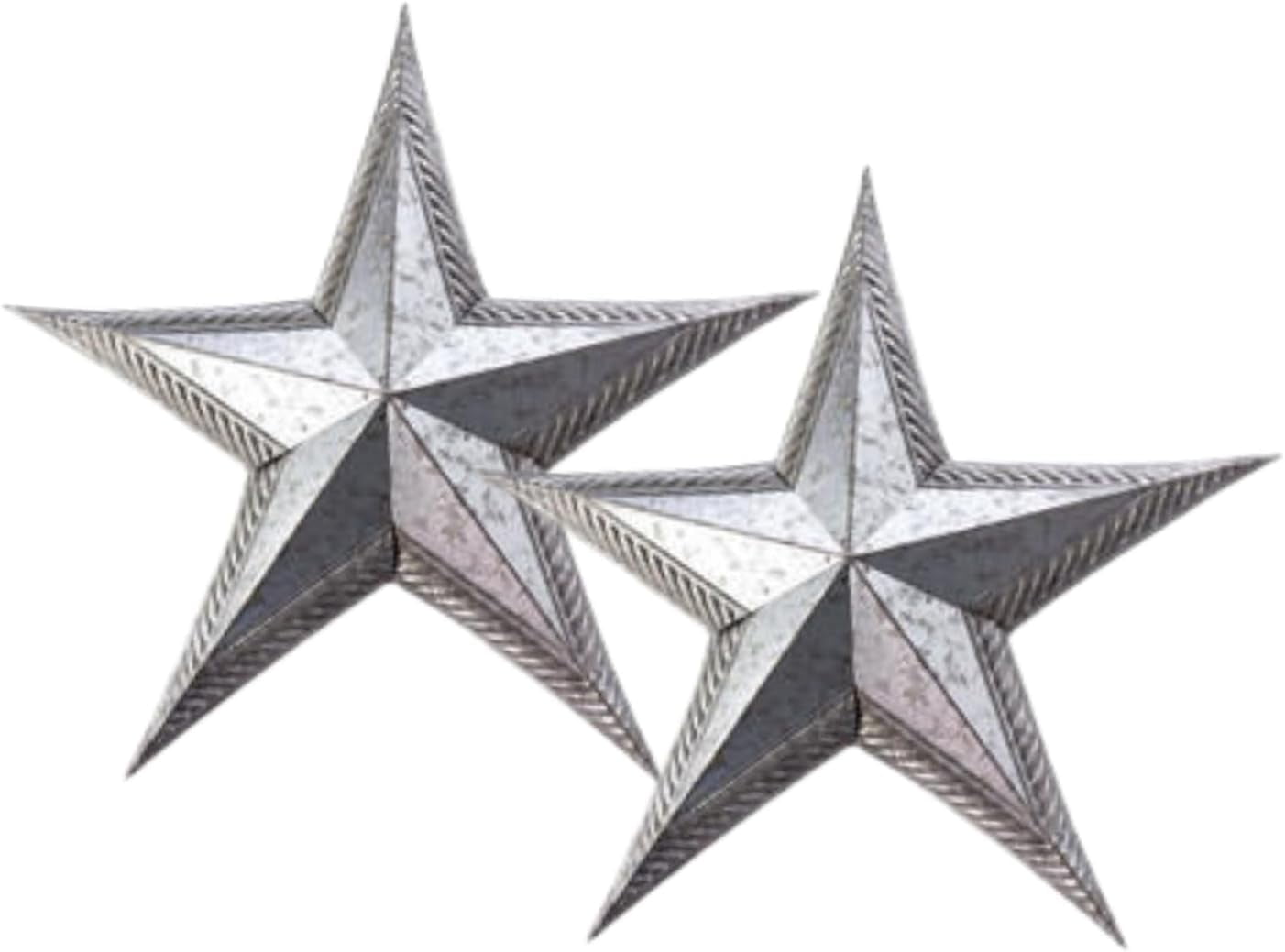 Pack of 2 Galvanized Metal Barn Stars for Home - Farmhouse Country ...