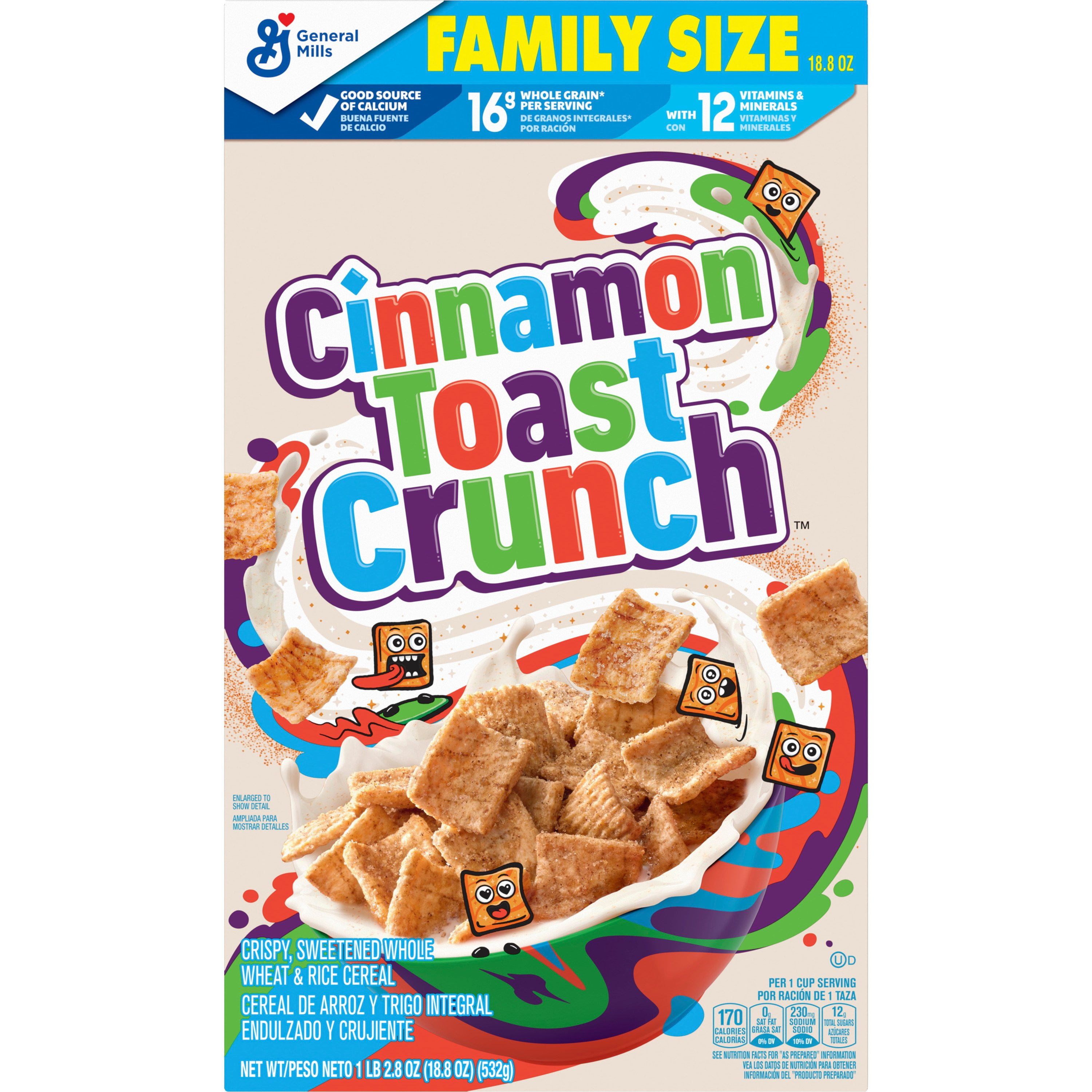 Pack of 2 General Mills Cinnamon Toast Crunch Cereal - Family Size, 18. ...
