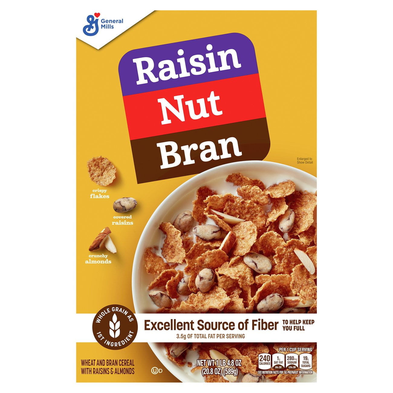 Pack of 2 General Mills Raisin Nut Bran with Almonds and Covered ...
