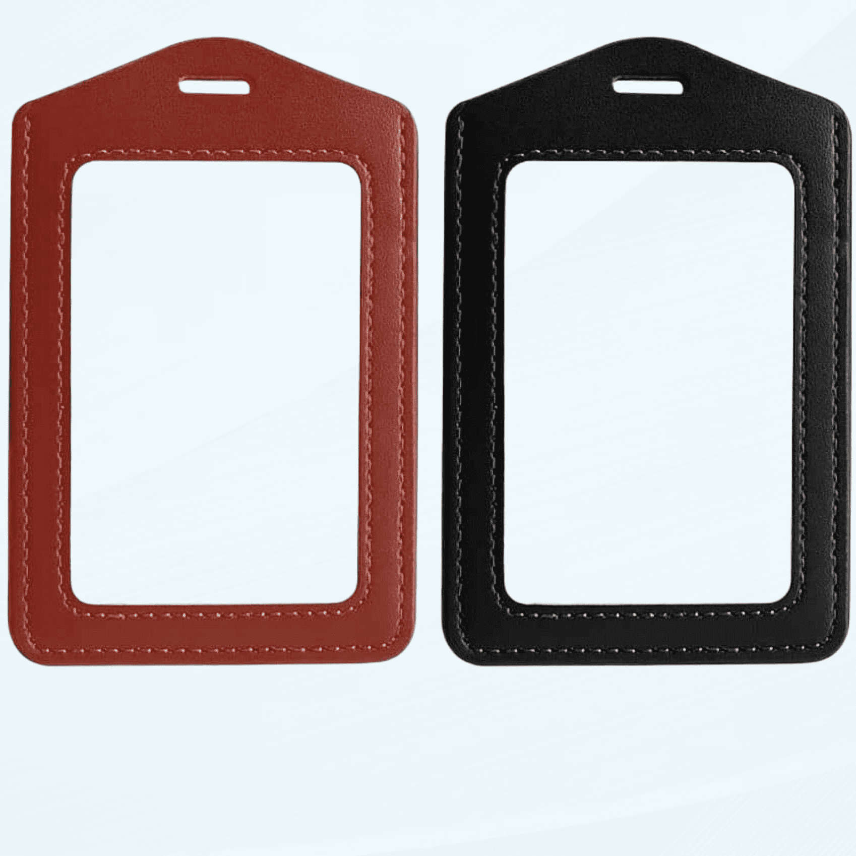 Pack of 2 Genuine Leather ID Badge Holders, Vertical ID Card Holders ...
