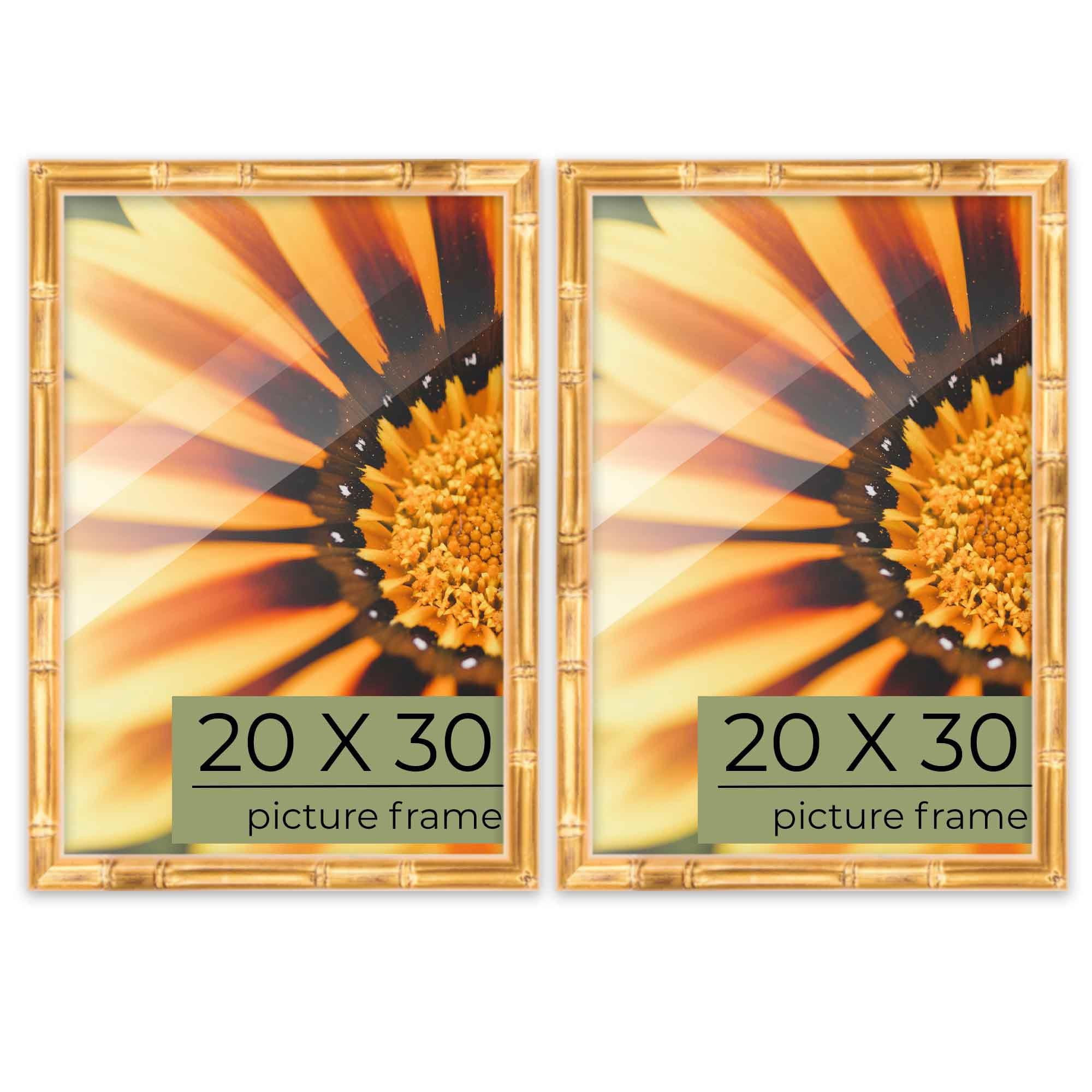 Pack of 2 Gold Bamboo 20x30 Picture Frames | Solid Wood | UV-Resistant ...