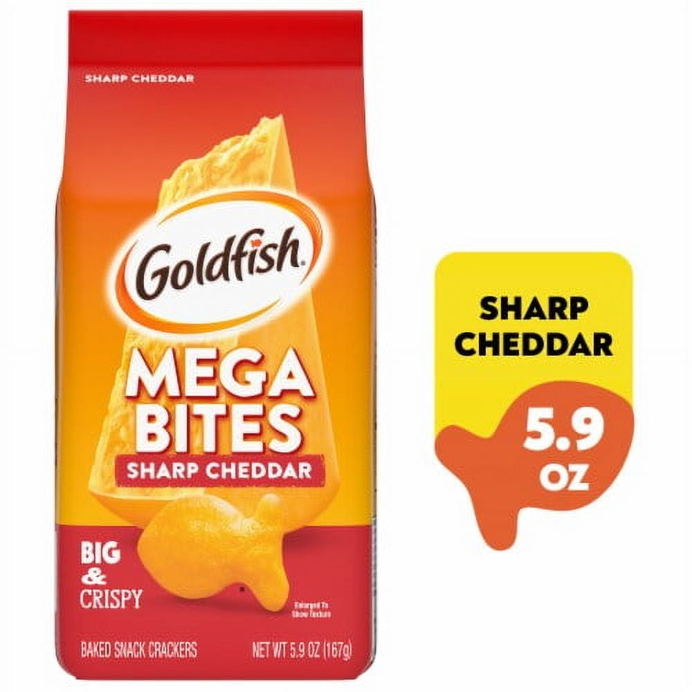 Goldfish Mega Bites Sharp Cheddar Cheese Crackers 5.9 oz - Pack of 2 ...