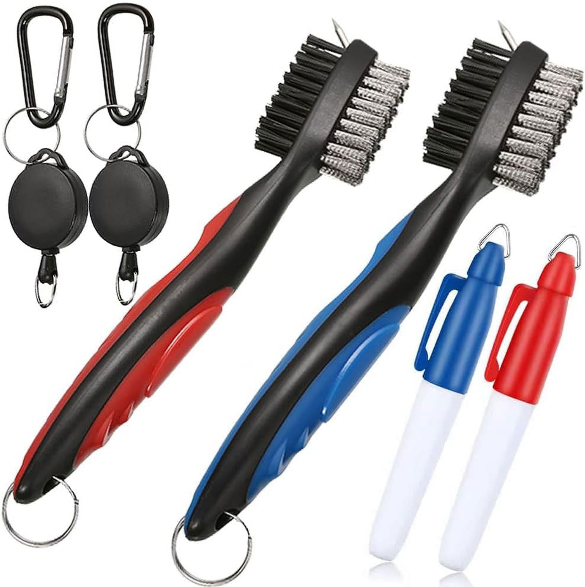 Pack of 2 Golf Club Brush Groove Cleaner with 2 Ft Retractable Zip-line ...