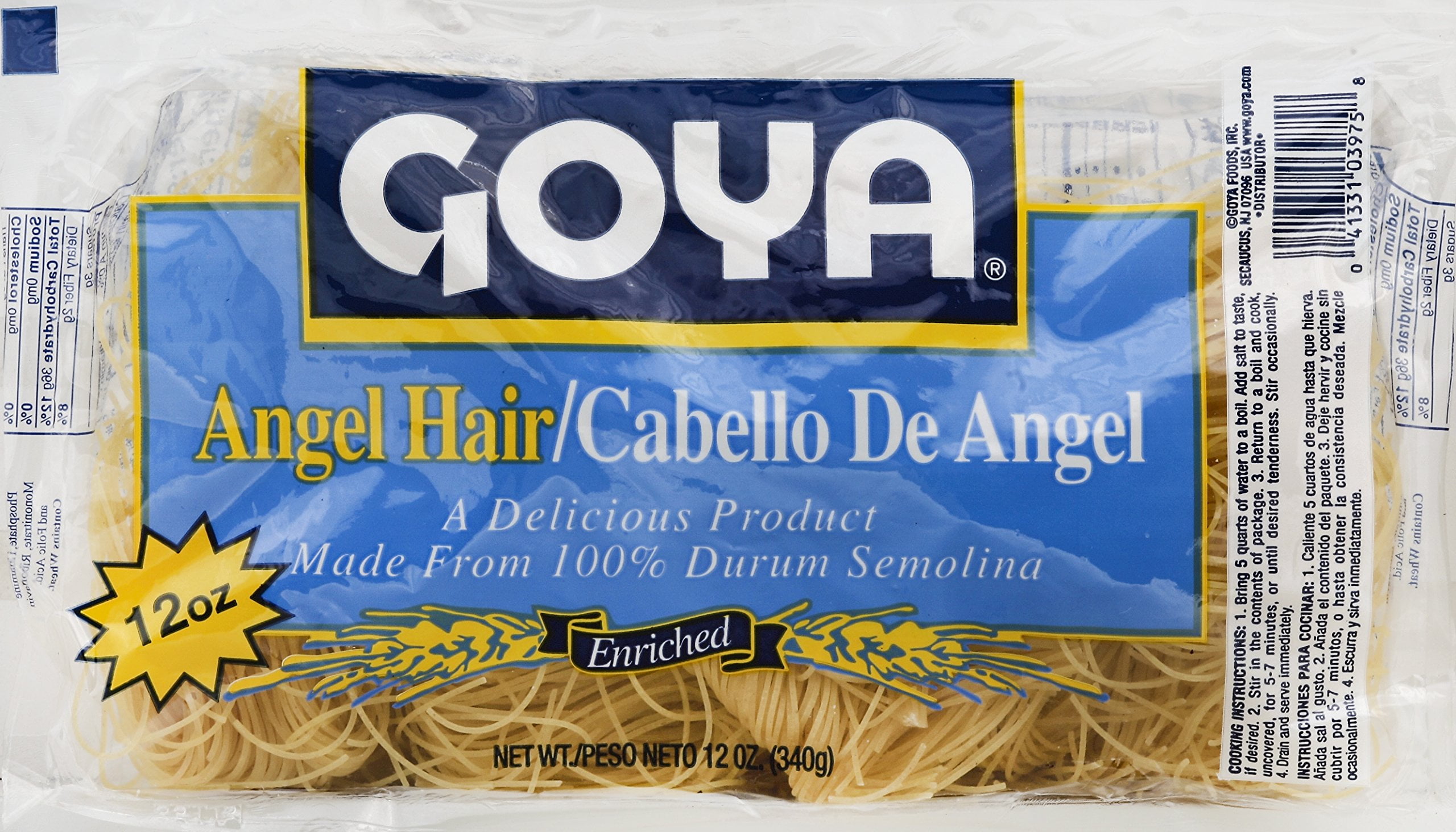 Pack of 2 - Goya Foods Angel Hair Pasta, 12 Ounce (Pack Of 12 ...