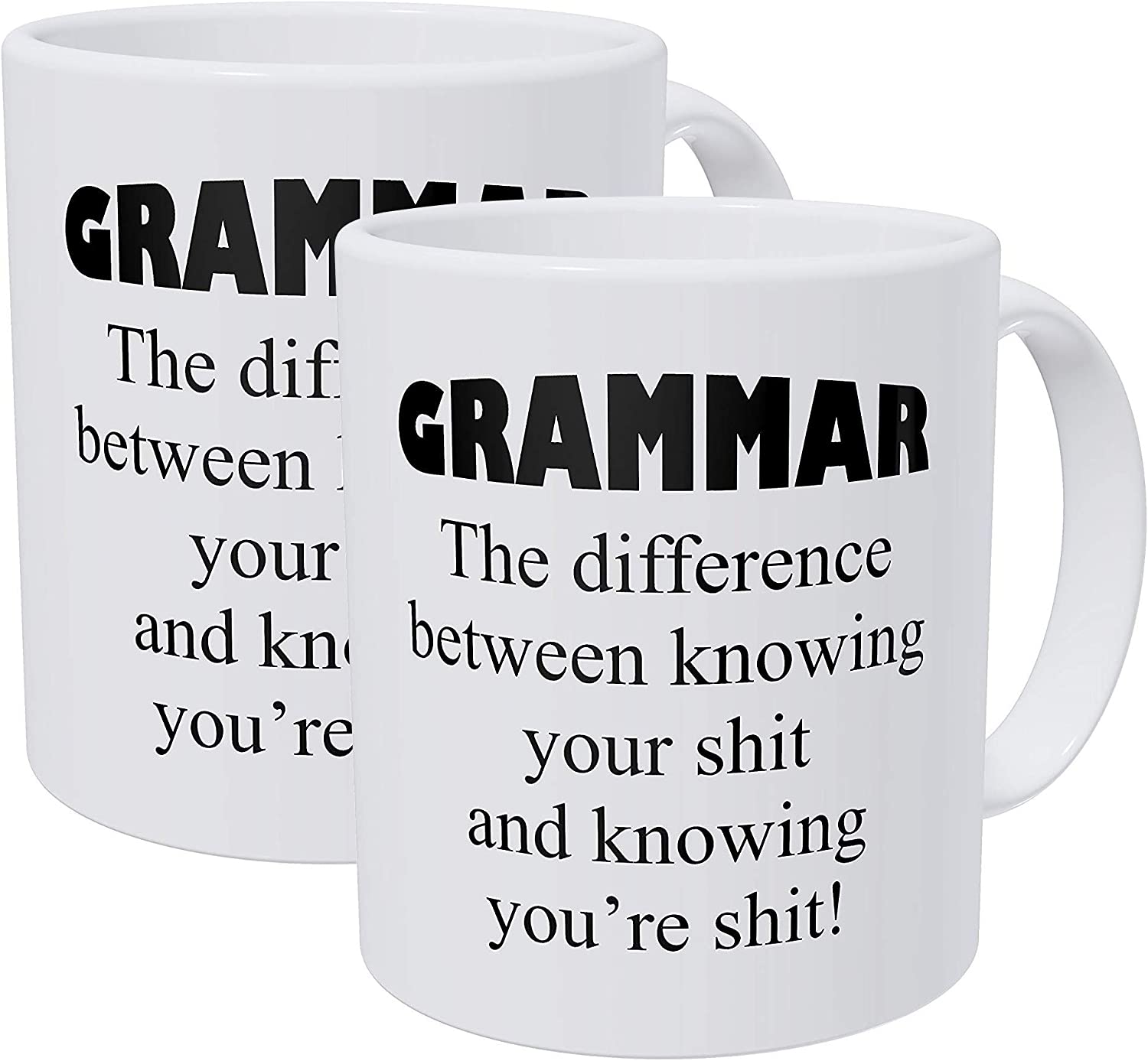 Pack of 2 Grammar, the Difference Between Knowing Your Job 11 Ounces ...